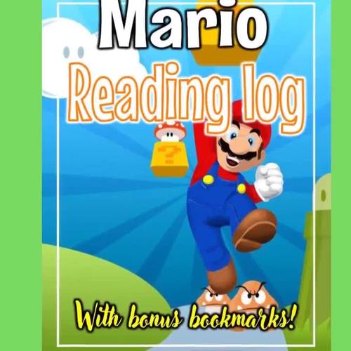 Mario reading logs with bonus bookmarks! by XOXO Beanie | TPT