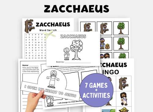 Zacchaeus Bible Lesson Activity Pack for Sunday School Lesson | TPT