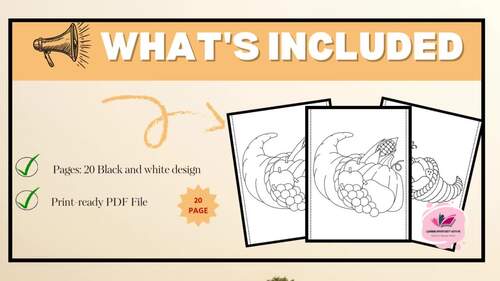 Cornucopia Thanksgiving Coloring Sheet Printable Page | TPT