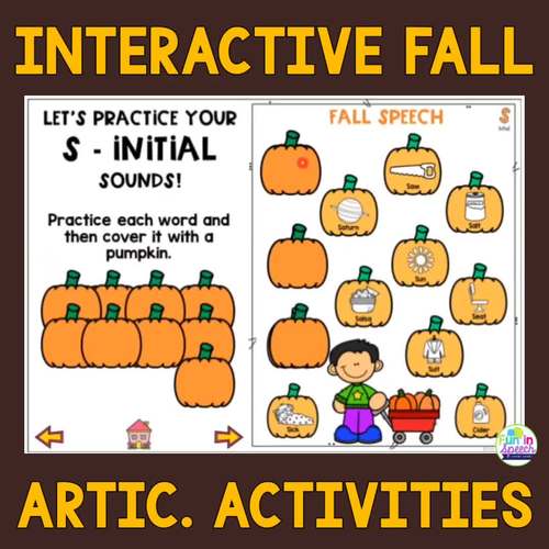 Fall Digital Articulation Activities for S, Z, and S- Blends Teletherapy