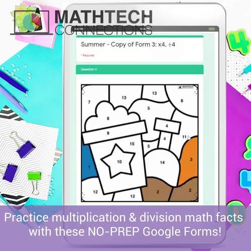 Multi-Digit Multiplication & Long Division Fact Fluency Color by Number ...
