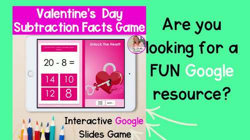 Subtraction Facts To 20 Google Slides Game Valentine's Day Themed ...