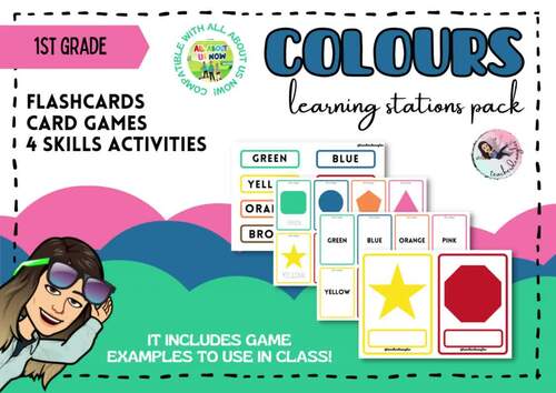 COLOURS LEARNING STATIONS PACK: FLASHCARDS AND CARDS by Teacher de Angles