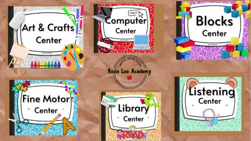 Colorful Classroom Center Signs by Rosie Lee Academy | TPT