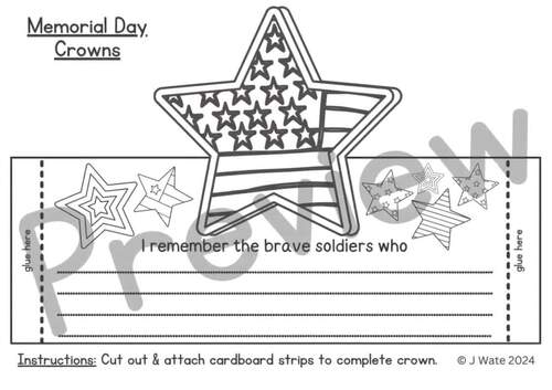 Memorial Day Activities & Memorial Day Crown Craft Writing Prompt Templates