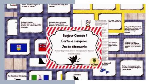 Provinces of Canada FRENCH Matching Game and Activities BONJOUR CANADA