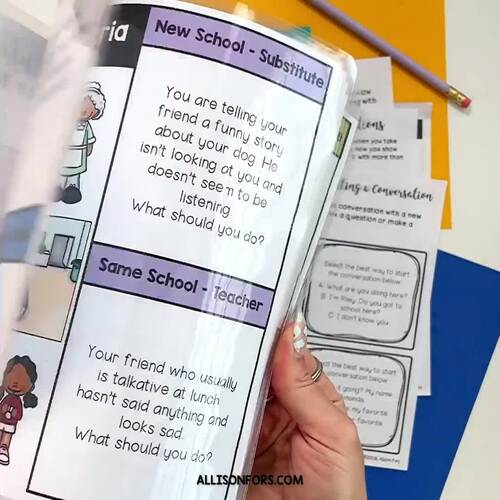 Social Skills Activities for Solving School Scenarios - Speech Therapy Unit