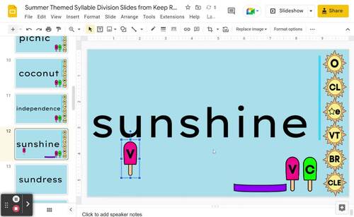 Summer Syllable Division Multisyllabic Word Reading Orton Gillingham ...