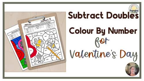 Valentine’s Subtract Doubles Color by Number Math Stations Worksheets ...