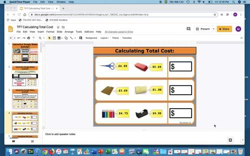 Calculating Total Cost Shopping Google Slides by Age Appropriate SpEd