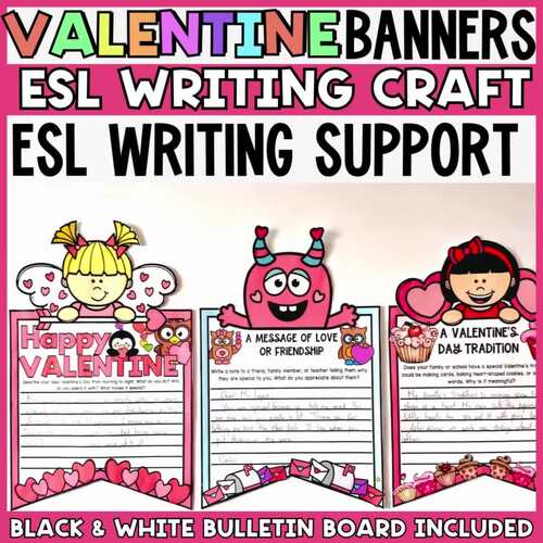 ESL Valentine's Day Writing Craft-Bulletin Board Banner-Pennants for ...