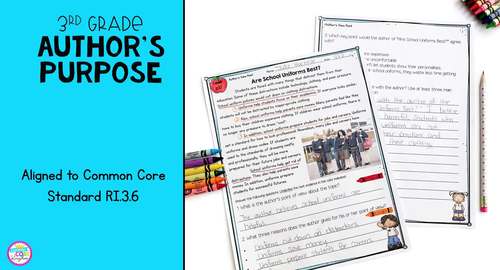 Author’s Point of View Reading Passages Worksheets Anchor Chart 3rd ...