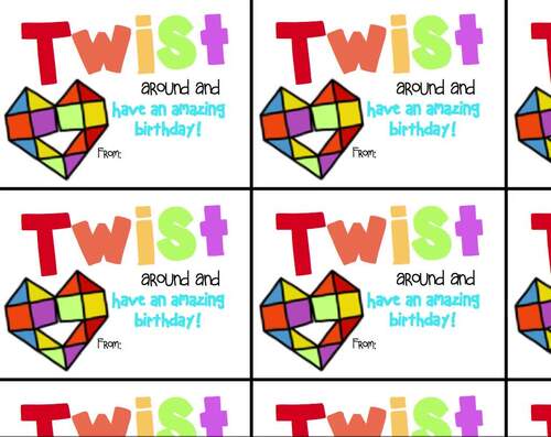 Twist Snake Cube/ Puzzle Birthday Gift Tag- Twist around and have an ...