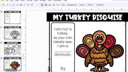 Turkey In Disguise Template Thanksgiving Craft Project | Digital ...