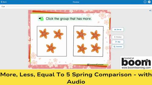 Spring More Less or Equal Comparing Numbers Digital Boom™ Cards | TPT