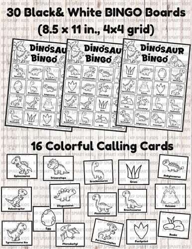 Back to School Dinosaur Bingo Game (Black & White) Classroom Icebreaker ...