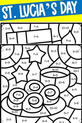 St. Lucia's Day Sweden Color by Number Code Addition to 10 & 20 Math ...