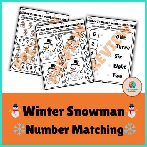 Winter Snowman Number Matching | Snowman Math Activities Winter Themed ...