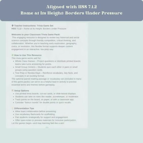 HSS 7.1.2 Trivia Game: Rome’s Border Challenges – 20 Qs + Flashcards