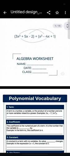 Identifying Like Terms Worksheet | Algebra 6th 7th 8th Grade ...