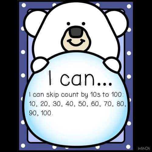 Skip Counting by 10’s Polar Bear Themed Posters | Fun Winter Math Decor