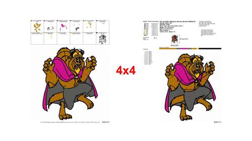 Disney's Beauty and the Beast character roaring pose embroidery designs ...