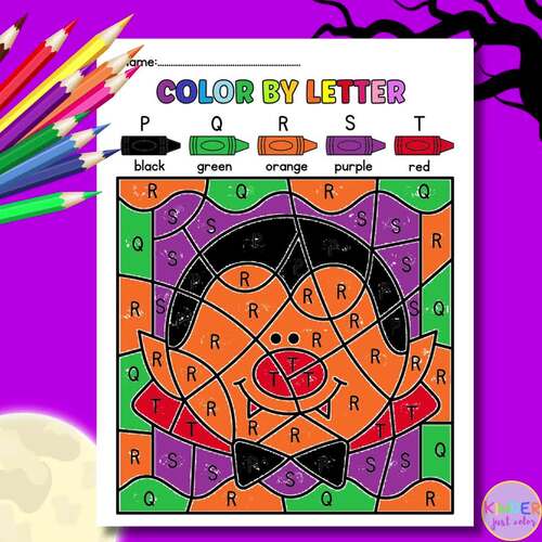Halloween Color by Letter A-Z Coloring Page/Sheet Fall Color by Code ...