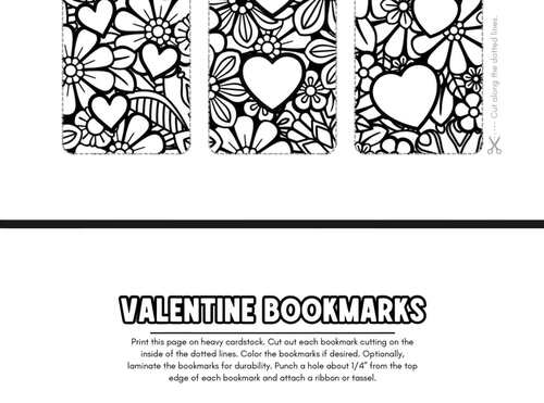 Valentine’s Day Coloring Bookmarks, Valentine’s Day Craft, Heart Crafts ...