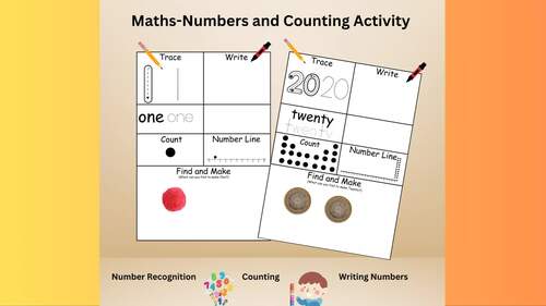 Counting and Numbers 1-20 Activity Sheets, Math Worksheets, Number ...