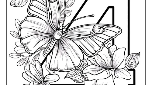 Butterfly And Flowers Alphabet Coloring Pages For Kids by Funny Easy ...