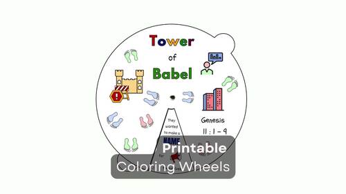 Tower of Babel Coloring Wheel, Sunday School Lesson Printable, Kids ...