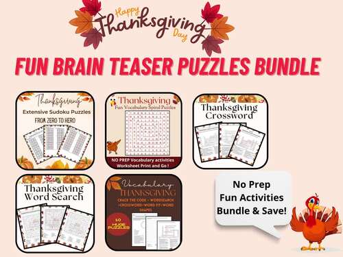 No-prep Thanksgiving Bundle : ELA and Critical thinking activities for ...