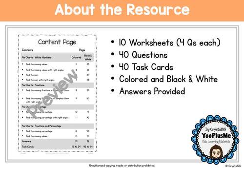 Maths : Pie Charts Bundle by Yooplusme by CrystalSG | TPT