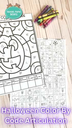 Halloween Color By Code Speech Articulation Activity by Talking Mama Bears