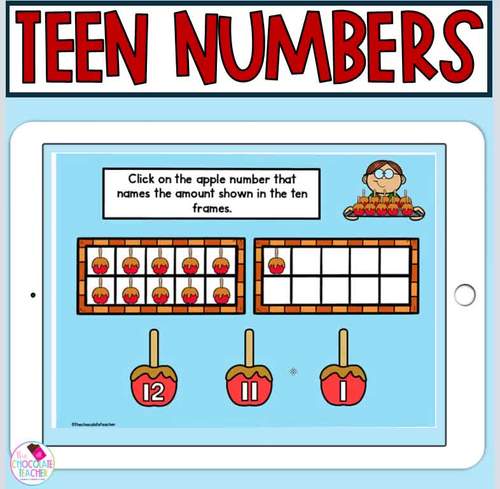Fall Math Teen Numbers Boom Cards™ by The Chocolate Teacher | TPT