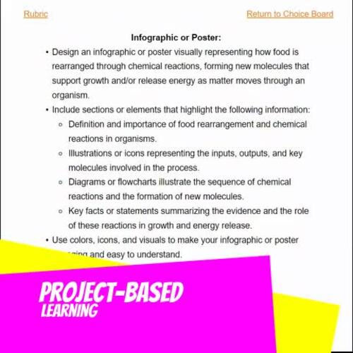 Food as Energy: Choice Board (MS-LS1-7) by Dr B Science | TPT
