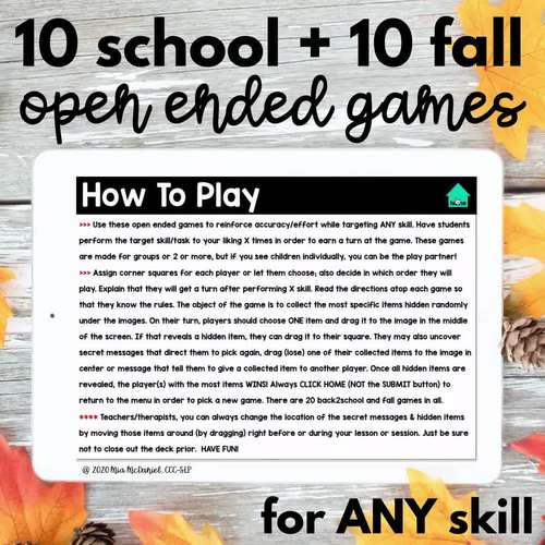 School & Fall Themed Open Ended Games for ANY skill | BOOM CARDS™