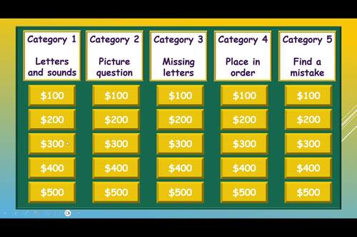 ELA, Phonics, Jeopardy Game, Letters and Sounds, CVC, CCVC, UFLI ...