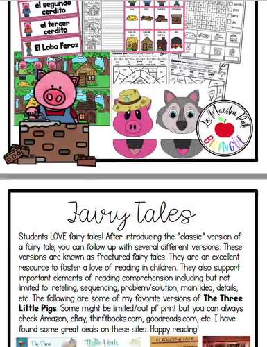 Los tres cerditos Lecto-escritura by La Maestra Pati Bilingue | TpT