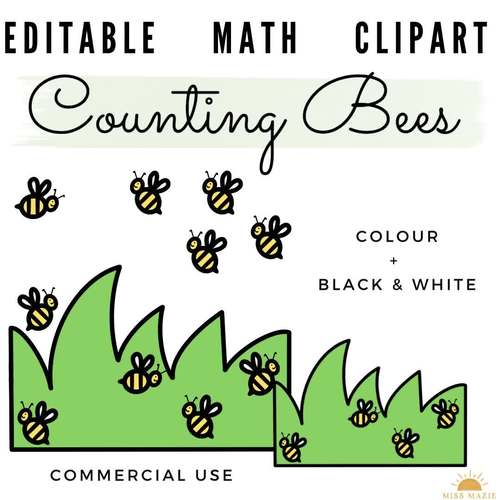 Math Clipart - Counting Bees - Editable - Commercial Use by Miss Mazie ...