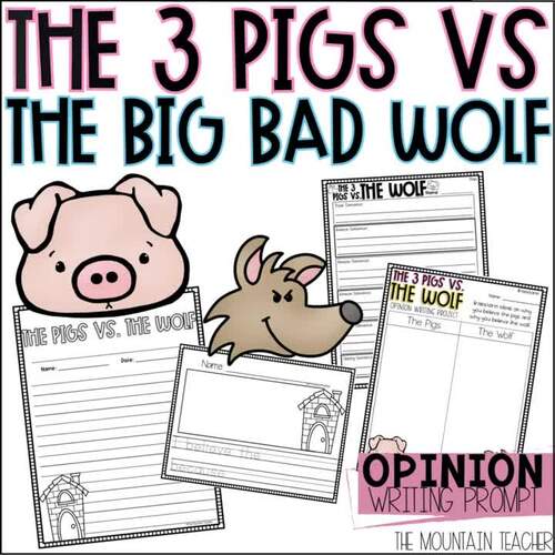 True Story of the 3 Little Pigs Point of View Writing Prompt & Bulletin ...