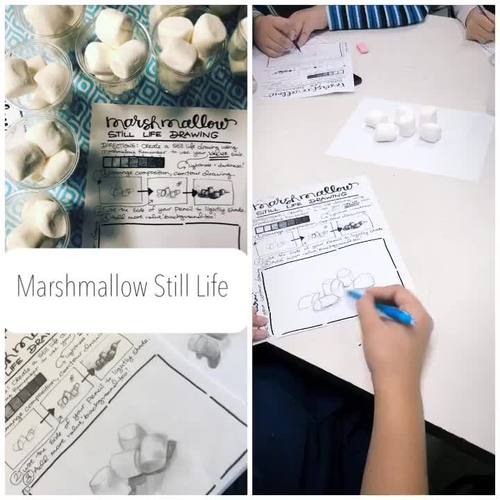 Marshmallow Still Life Drawing Worksheet! by Alice Orange | TpT