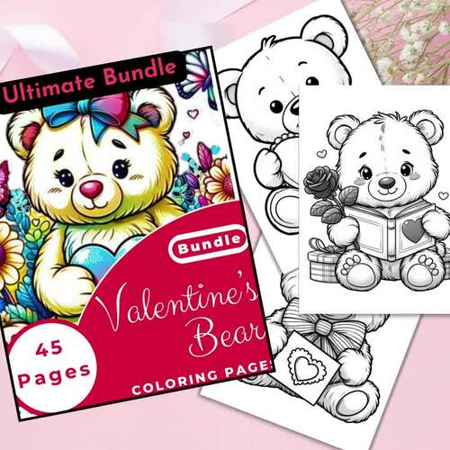 Cute Valentine Coloring Pages, Kids and Adults Easy to Challenging Styles