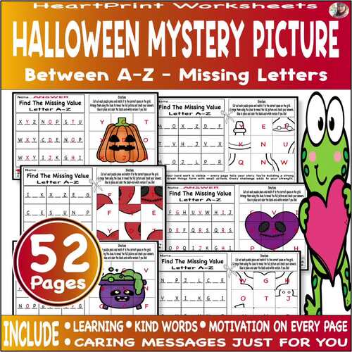 Halloween Mystery Picture : Missing Letter Between A-Z | Kindergarten ...