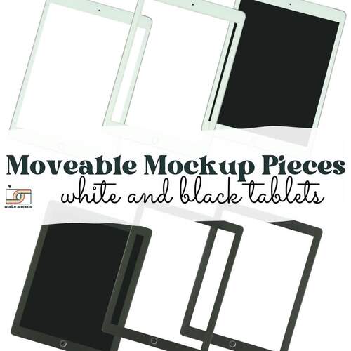 White & Black Tablet | Mockup Movable Elements PNG Files Transparent ...