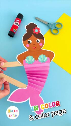 Moving Ocean Animal Puppets Shark Narwhal Mermaid Craft Printable ...