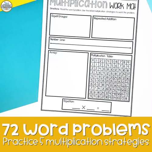 Multiplication Word Problems 3rd Grade Math Center Work Mat and Task Cards