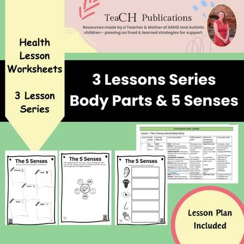Health Lesson Body Parts & Senses 3 Lesson Series & Worksheets - Early ...