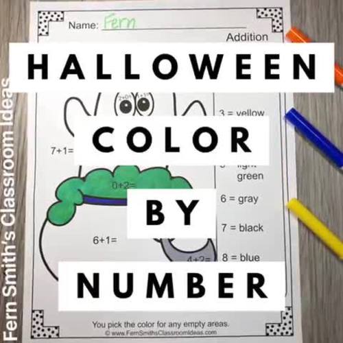 Halloween Color By Number Addition and Subtraction Bundle | TPT