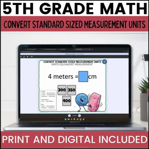 5th Grade Math Review Convert Standard Sized Measurement Units | TPT